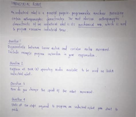 Solved Industrial Robot An Industrial Robot Is A General