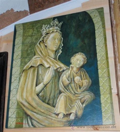 Virgen Blanca Catedral de León Pintado al Oleo sobre tabla Medida 69