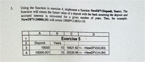 using the function in exercise 4 implement a