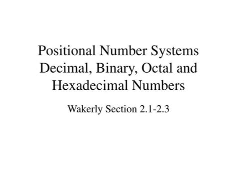 PPT Positional Number Systems Decimal Binary Octal And Hexadecimal Numbers PowerPoint
