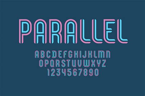 줄무늬 글꼴 Sans 세리프 두 줄무늬에서 알파벳 A에서 Z까지의 대문자 0에서 9까지의 아랍 문자 벡터 일러스트레이션 10eps 개념에 대한 스톡 벡터 아트 및 기타