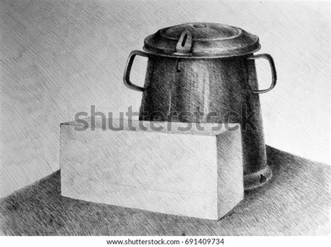 Drawing Illustration Still Life Parallelepiped Container Stock
