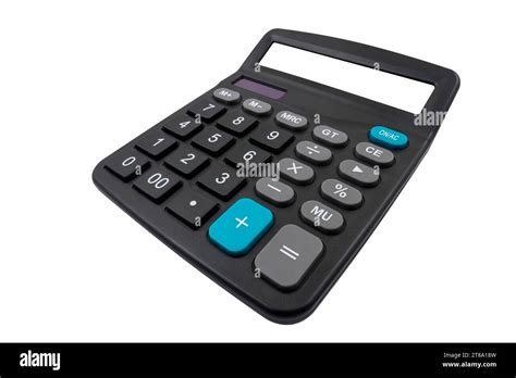 Top View Of Digital Calculator With Blank Screen Close Up Isolated On
