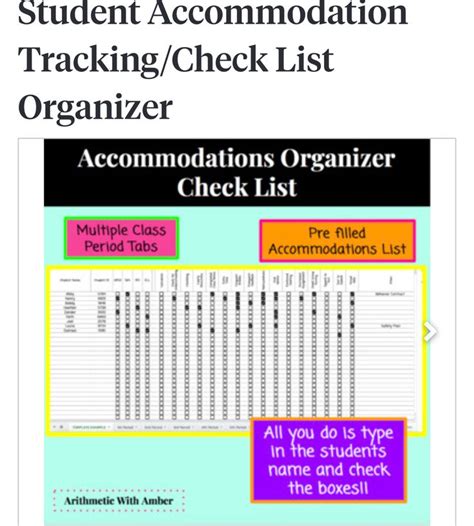 Editable Student Accommodation Trackingcheck List Organizer