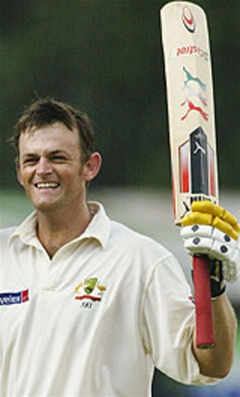Adam Gilchrist Raises His Bat On Reaching His Century