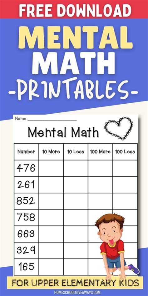 Free Printable Mental Math Worksheet Mental Maths Worksheets Mental Math Math Worksheet