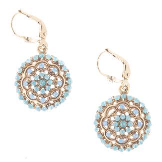 Catherine Popesco Round Crystal Flower Earrings Pacific Opal