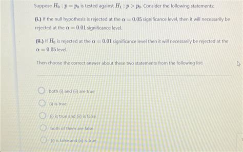 solved suppose h0 p p0 is tested against h1 p p0 consider