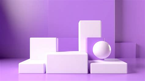 보라색과 보라색 색조 3d 렌더링을 갖춘 흰색 큐브의 추상 기하학적 모양 최소 연단 배경 Png  무료 다운로드 Pikbest