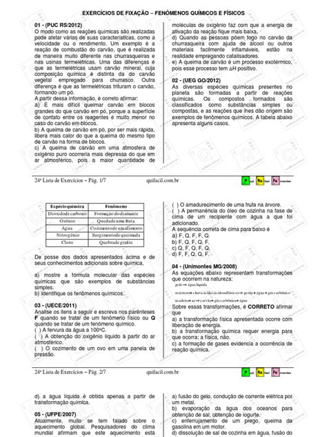 Fenômenos Químicos E Físicos Pdf Pdf Combustão Reações Químicas