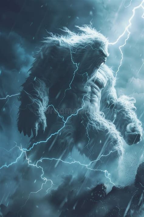 Cinematic Yeti Poster Abominable Snowman Art Stock Illustration