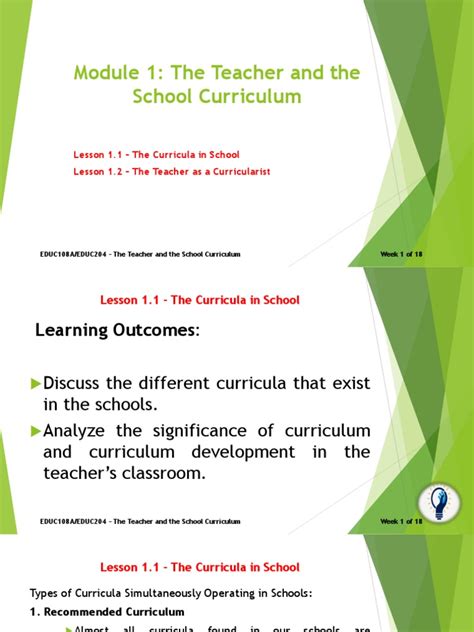 Module 1 The Teacher And The School Curriculum Pdf Curriculum