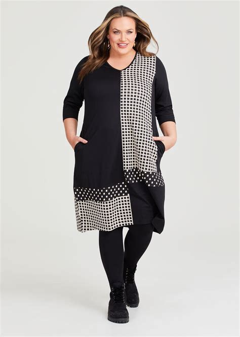 Shop Plus Size Spliced Jacquard Dress Black Taking Shape Au