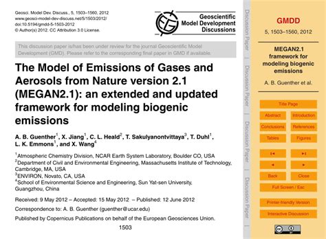 Pdf The Model Of Emissions Of Gases And Aerosols From Nature Version