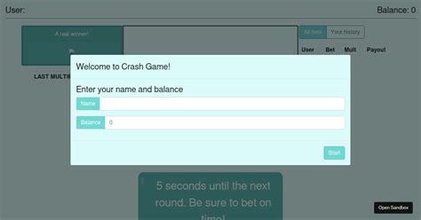Crash Game Codesandbox