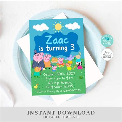 Any Age Editable Invitation Birthday Invitation Birthday Etsy