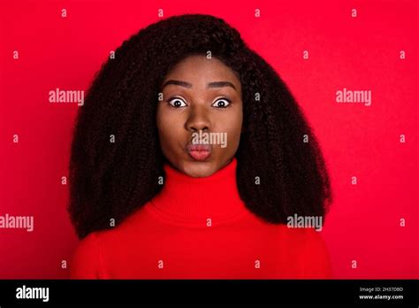 Photo Of Young Attractive African Woman Pouted Lips Send Air Kiss Love