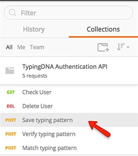 how to save typing patterns using postman typingdna