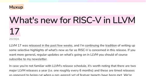 what s new for risc v in llvm 17 r riscv