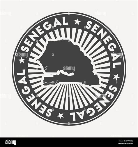 Senegal Round Logo Vintage Travel Badge With The Circular Name And Map