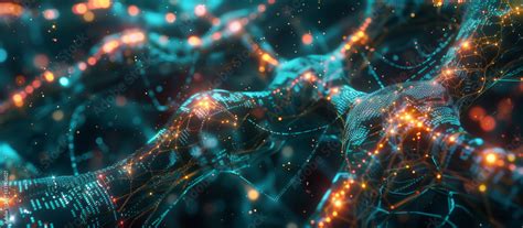 A Futuristic Digital Landscape Featuring An Intricate Web Of Glowing Neural Networks