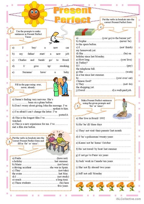 Present Perfect exercises Français FLE fiches pedagogiques pdf doc