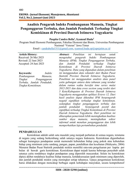 PDF Analisis Pengaruh Indeks Pembangunan Manusia Tingkat