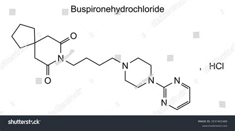 Chemical Structure Buspirone Hydrochloride Drug Substance Stock Vector