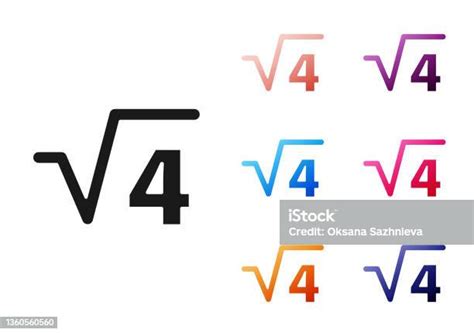 흰색 배경에 격리 된 4 글리프 아이콘의 검은 색 사각형 뿌리 수식 다채로운 아이콘을 설정합니다 벡터 0명에 대한 스톡 벡터 아트 및 기타 이미지 Istock