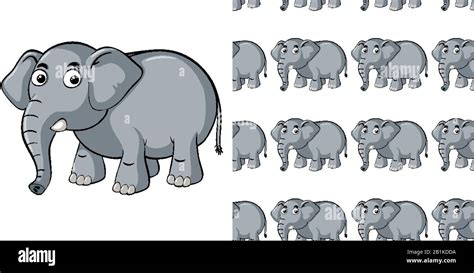 Seamless Background Design With Gray Elephant Illustration Stock Vector Image Art Alamy