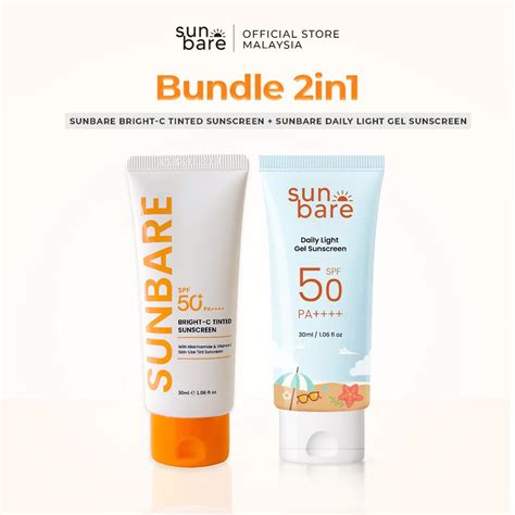 Sunbare Bundle 2in1 Bright C Tinted And Daily Light Gel Sunscreen Spf