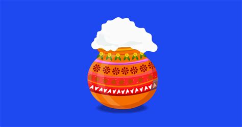 Pongal Overflows In Pongal Pot On Blue Stock Motion Graphics SBV