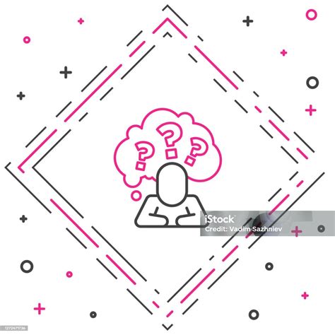흰색 배경에 격리 된 물음표 아이콘과 라인 인간의 머리 다채로운 개요 개념 벡터 가공의 인물에 대한 스톡 벡터 아트 및 기타