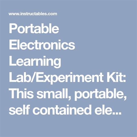 Portable Electronics Learning Labexperiment Kit Experiments