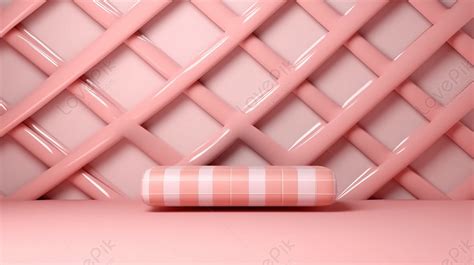 교차된 체크 무늬 패턴에 측면 뷰가 있는 파스텔 핑크 미니멀리즘 3d 제품 디스플레이 배경 제품 디스플레이 배경 체크 패턴 배경 미니멀 배경 이미지 Hd 제품
