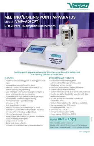 Advanced Digital Melting Boiling Point Apparatus Vmp Adt At Rs 350000 Melting Point
