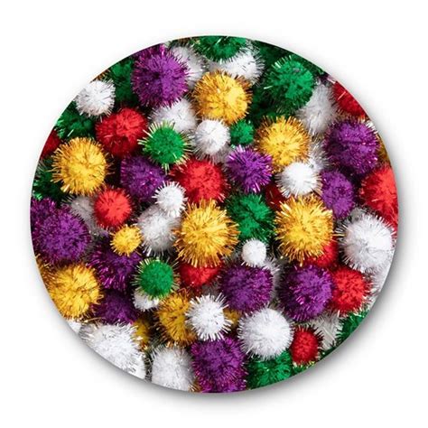 Zecppg200 Pom Poms Glitter Assorted Colours Kookaburra Educational