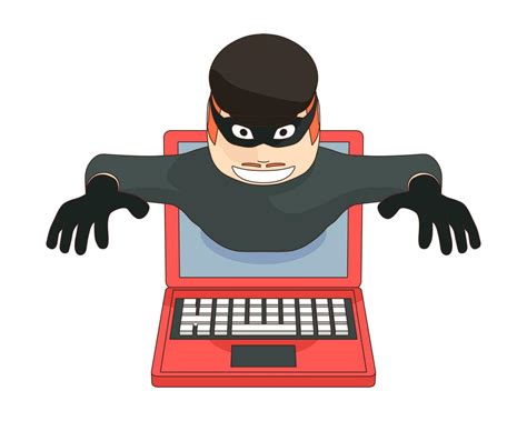 A Thief Comes Out Of A Laptop Screen 24176658 Vector Art At Vecteezy