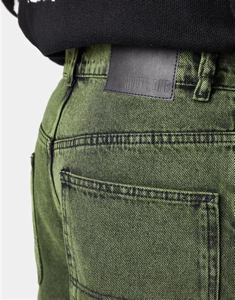 Route One Super Baggy Denim Jeans Leaf Green