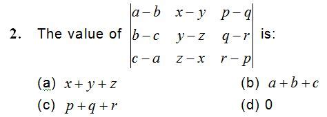 Mathematics Determinants Quiz