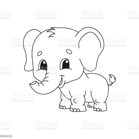 아이들을위한 색칠 공부 책 쾌활한 캐릭터 벡터 그림입니다 귀여운 만화 스타일입니다 어린이를위한 판타지 페이지입니다 블랙 윤곽 실루엣 흰색 배경에 격리 0명에 대한 스톡 벡터