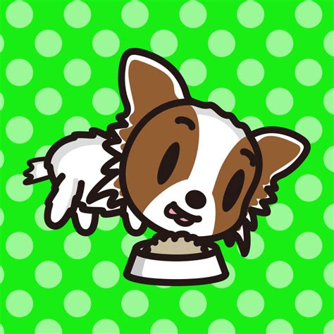【フリー素材】ごはんを食べるパピヨンちゃん（犬）のイラスト｜【free Illustrations】かわいい無料イラスト素材なら「ポンコツ