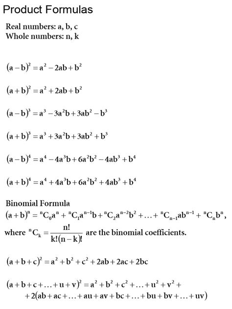 Product Formulas Pdf