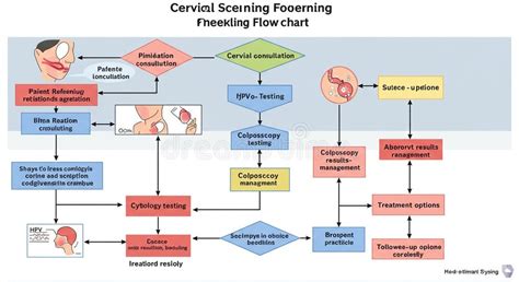 Flow Chart For Cervical Screening Featuring Various Stages And Pathways