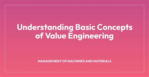 Understanding Basic Concepts Of Value Engineering • Slm Self Learning Material For Mba
