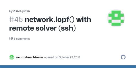 Networklopf With Remote Solver Ssh · Issue 45 · Pypsapypsa · Github