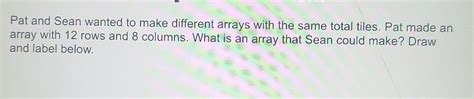 Solved Pat And Sean Wanted To Make Different Arrays With The