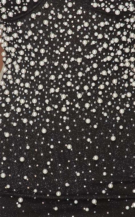 Pearl Beaded Rhinestone Bustier Dress In Black