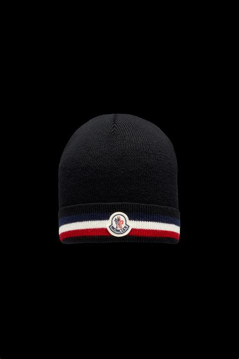 Black Tricolour Wool Beanie Hats And Beanies For Men Moncler Gr