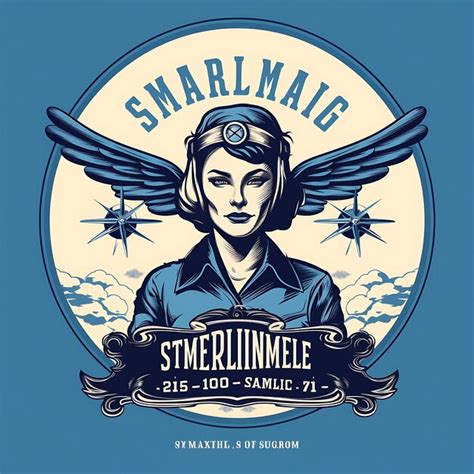 Premium Ai Image Strong Female Pilot Sky Blue White Powerful Font